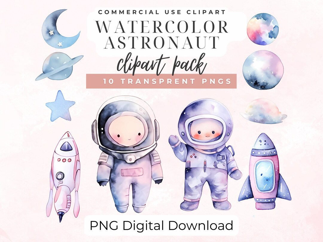Space Clipart Watercolor Galaxy Birthday Table Decor Boy Astronaut ...