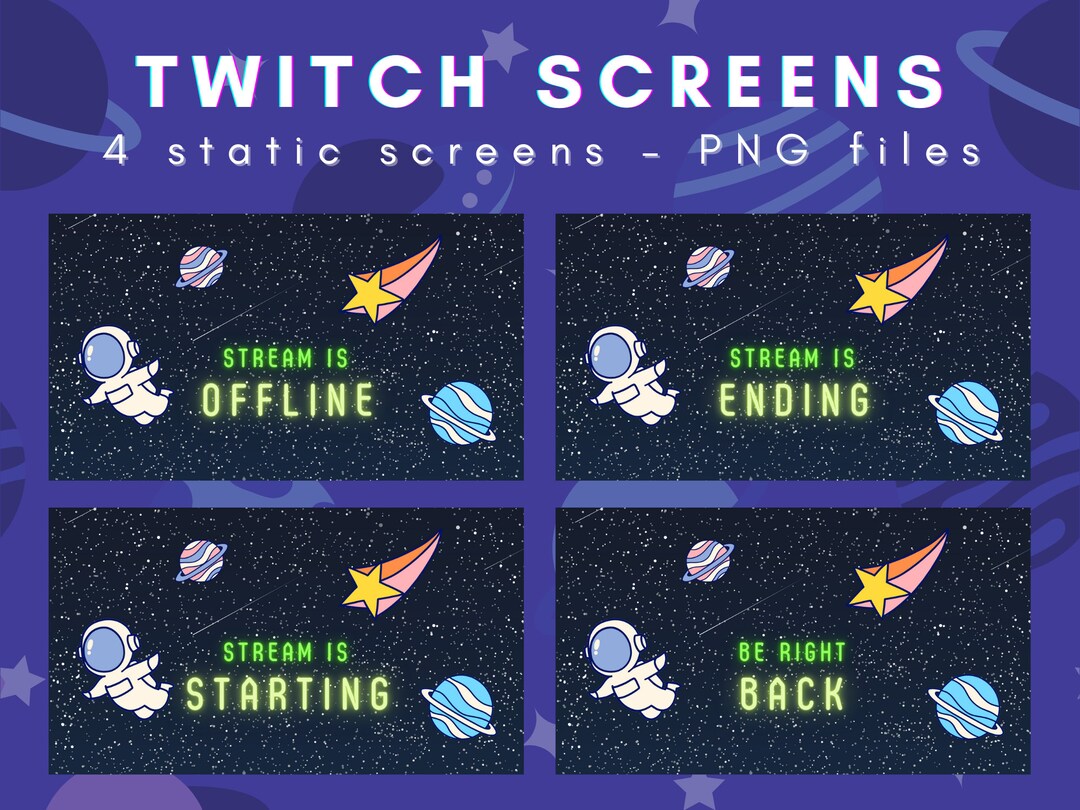4 Outer Space Twitch Stream Screens, Cute Space Theme Twitch ...