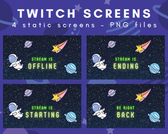 4 Futuristic Twitch Stream Screens, Sci-fi City Theme Twitch ...