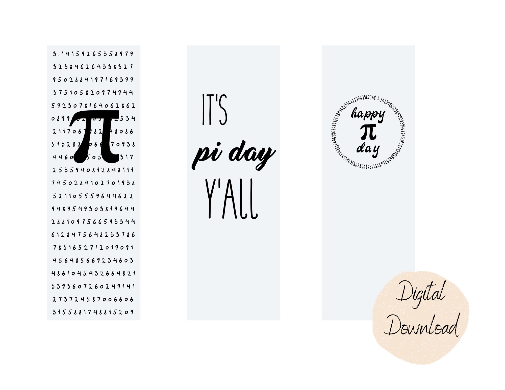 Pi Day Digital Bookmark Bundle | Math Classroom Printable | Algebra ...
