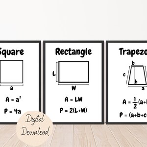 Geometry Shape Bundle Math Printable Digital Download Area Volume ...