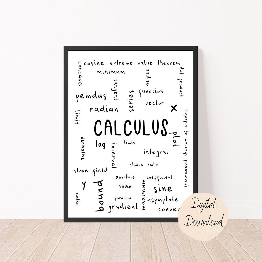 Calculus Poster Digital Printable | Math Classroom Printable | Calculus ...