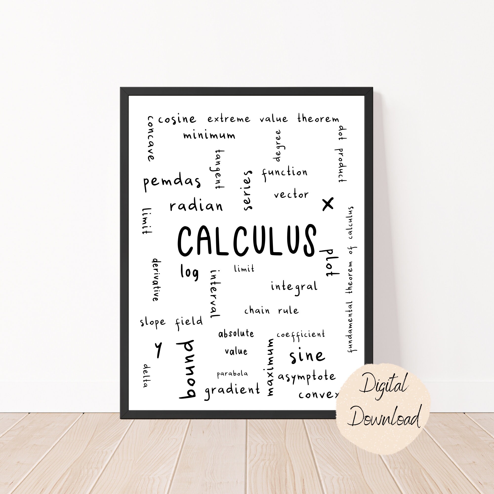 Calculus Poster Digital Printable | Math Classroom Printable | Calculus ...
