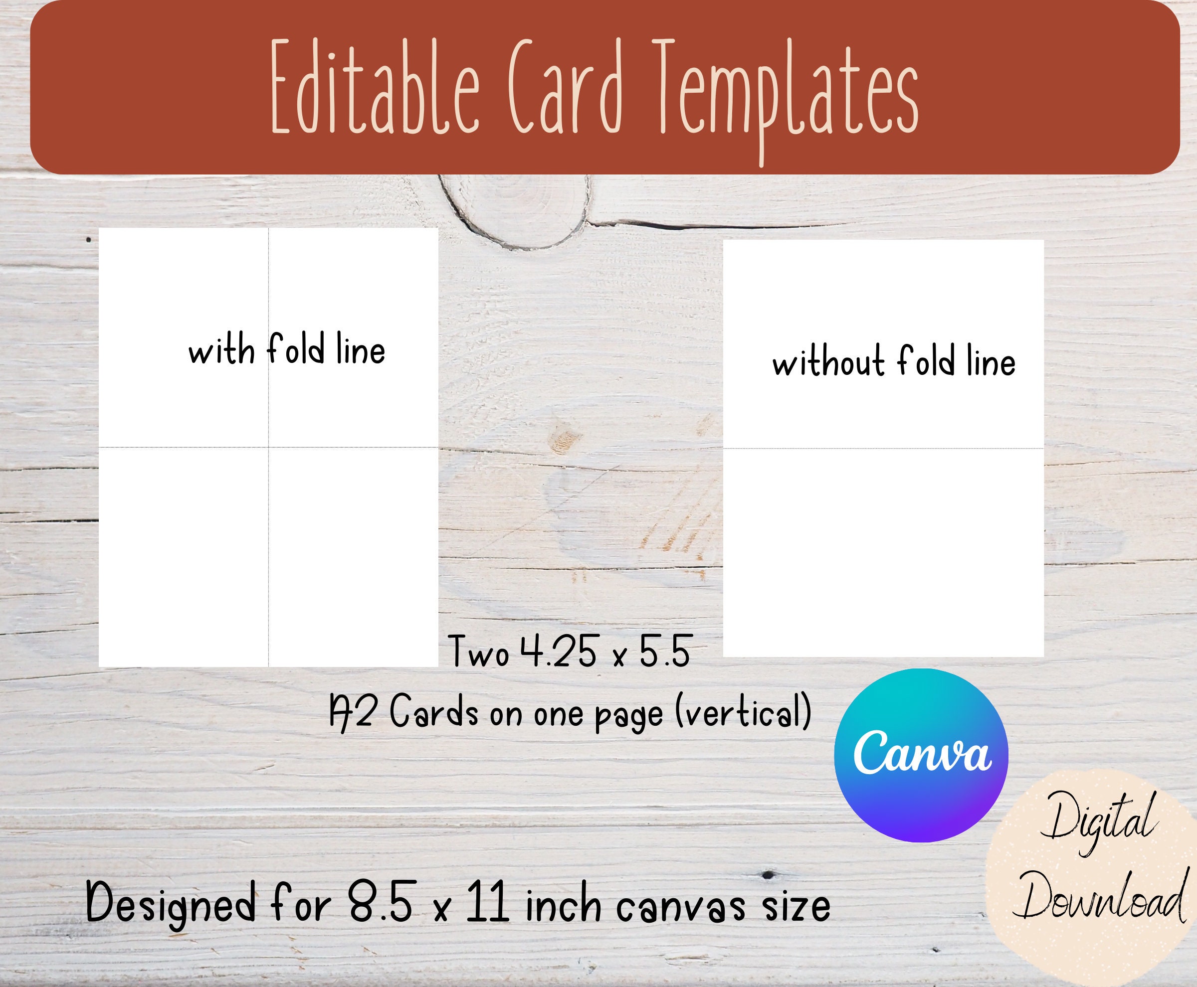 Editable Card Canva Template Greeting Card Template Customizable Card ...