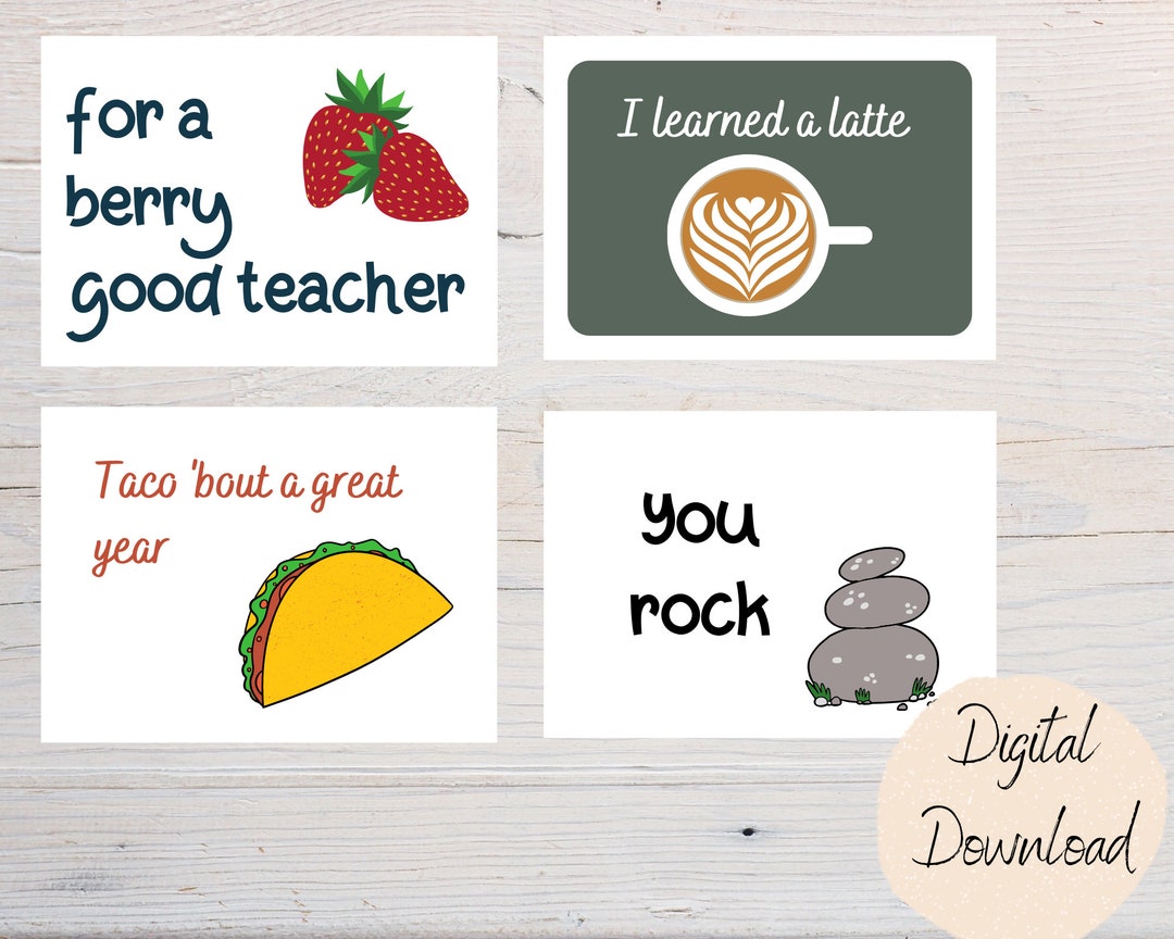 Printable Card Bundle, Teacher Thank You Card, Card Teacher, Teacher ...