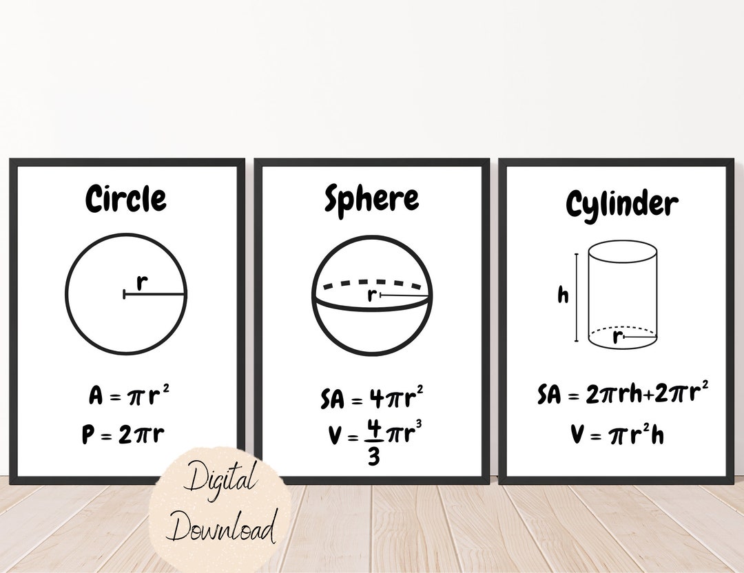 Geometry Shape Bundle Math Printable Digital Download Area Volume ...