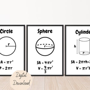 Geometry Shape Bundle Math Printable Digital Download Area Volume ...