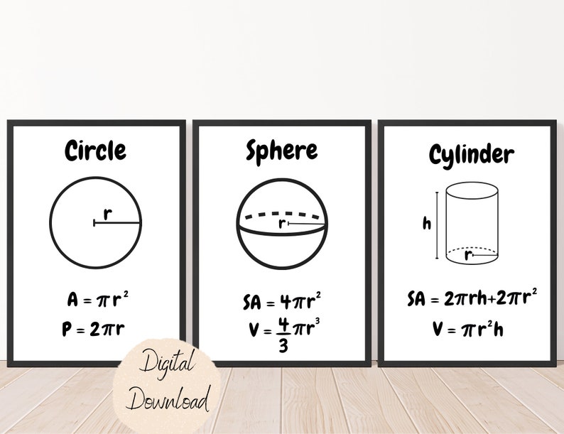 Geometry Shape Bundle | Math Printable Digital Download | Area Volume ...