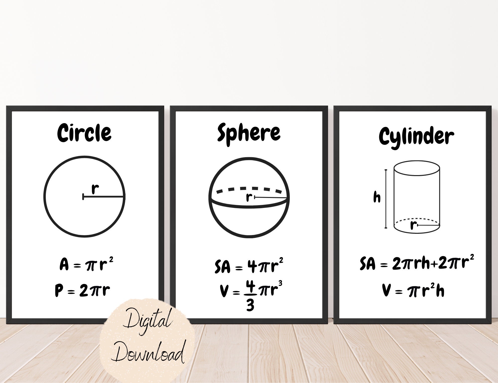 Geometry Shape Bundle Math Printable Digital Download Area Volume ...