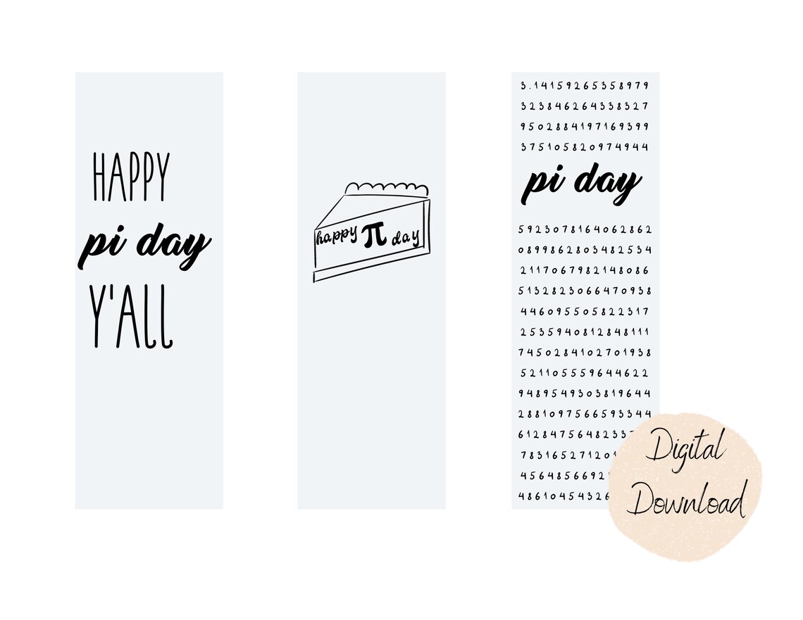 Pi Day Digital Bookmark Bundle | Math Classroom Printable | Algebra ...