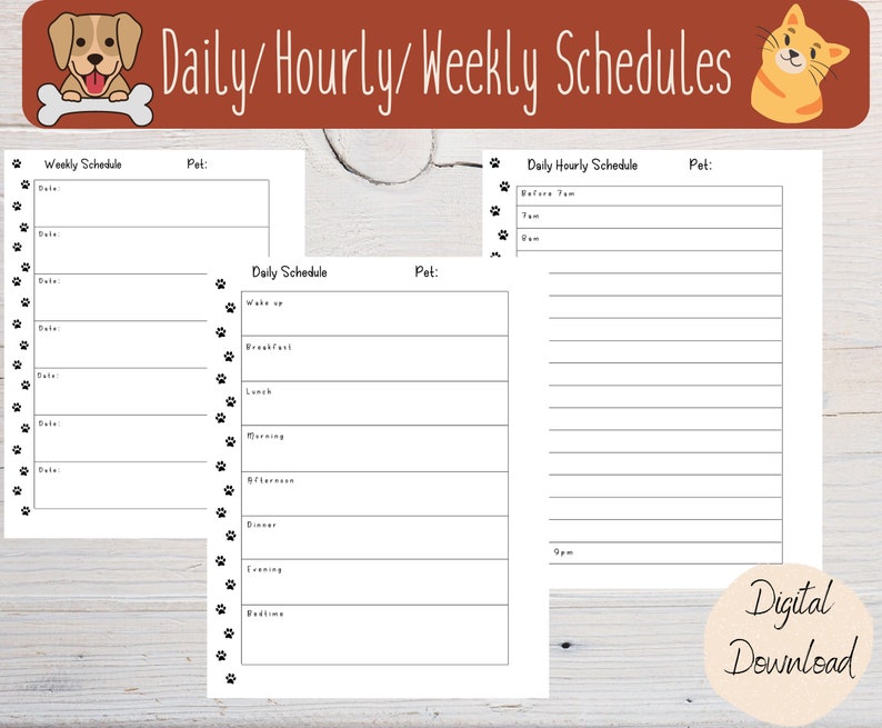Printable Pet Sitter Planner Pack Pet Planner Dog Cat Pet Information ...