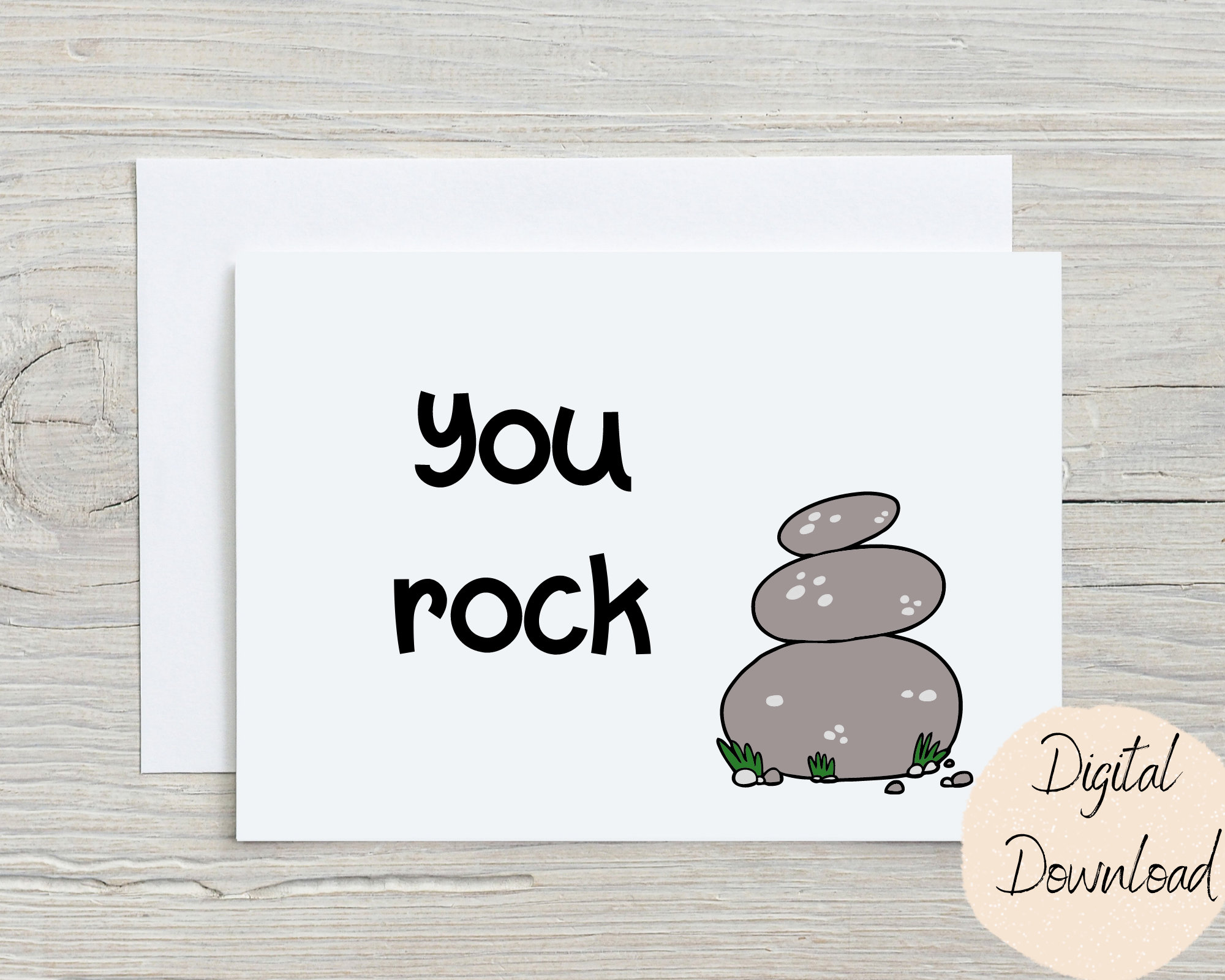 Printable Card, You Rock, Encouragement Card, Greeting Card, Pun Card ...