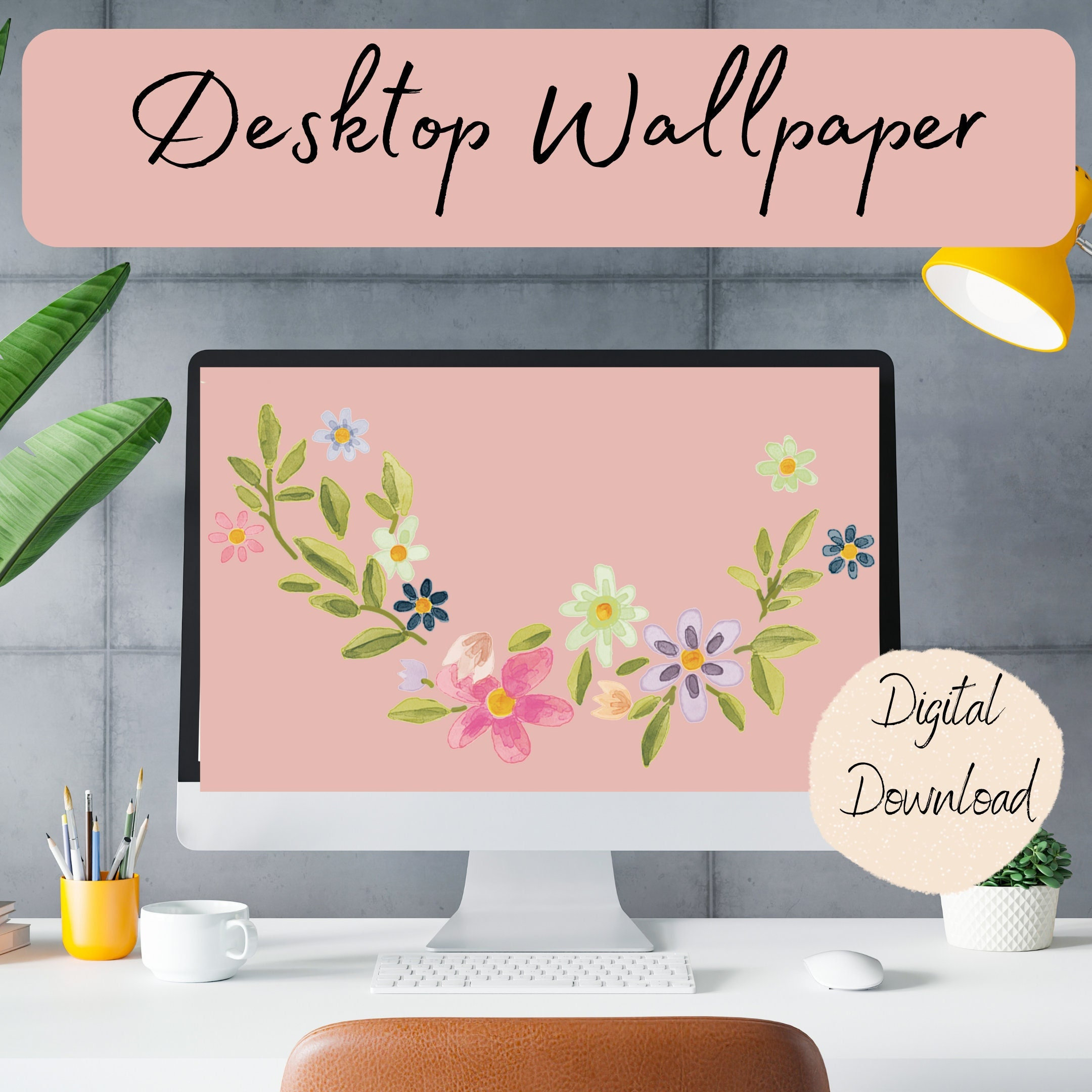 Simple Pink Floral Desktop Wallpaper | Floral | Computer Wallpaper ...