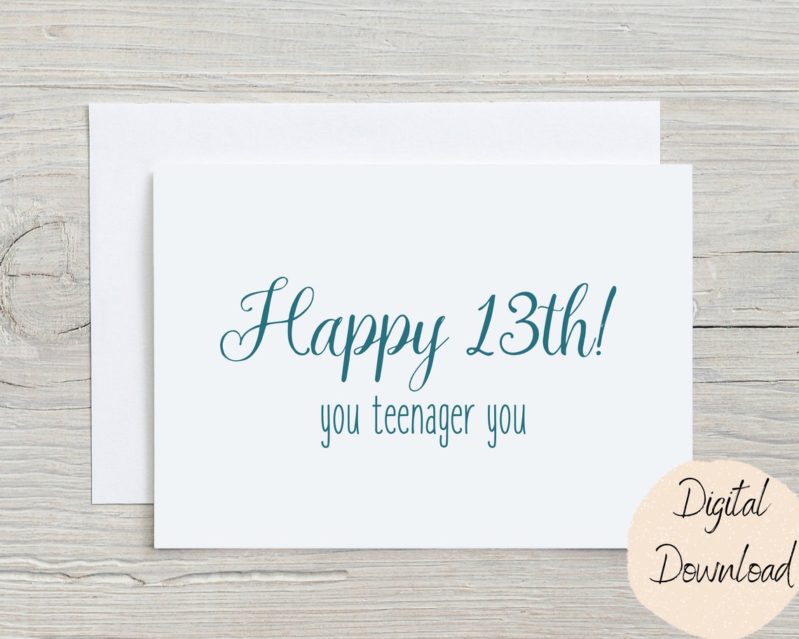 Printable Birthday Card 13th Birthday Happy Birthday Card | Etsy