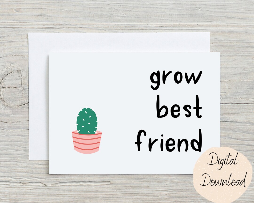 Printable Card, Go Best Friend Card, Pun Card, Plant Card ...