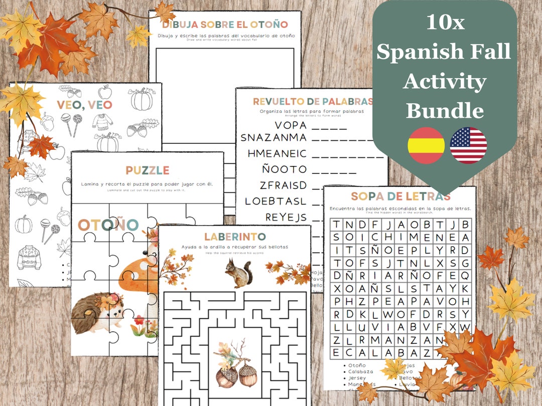 Fall Fun Spanish Learning Activity Book for Kids - Learn and Play in ...