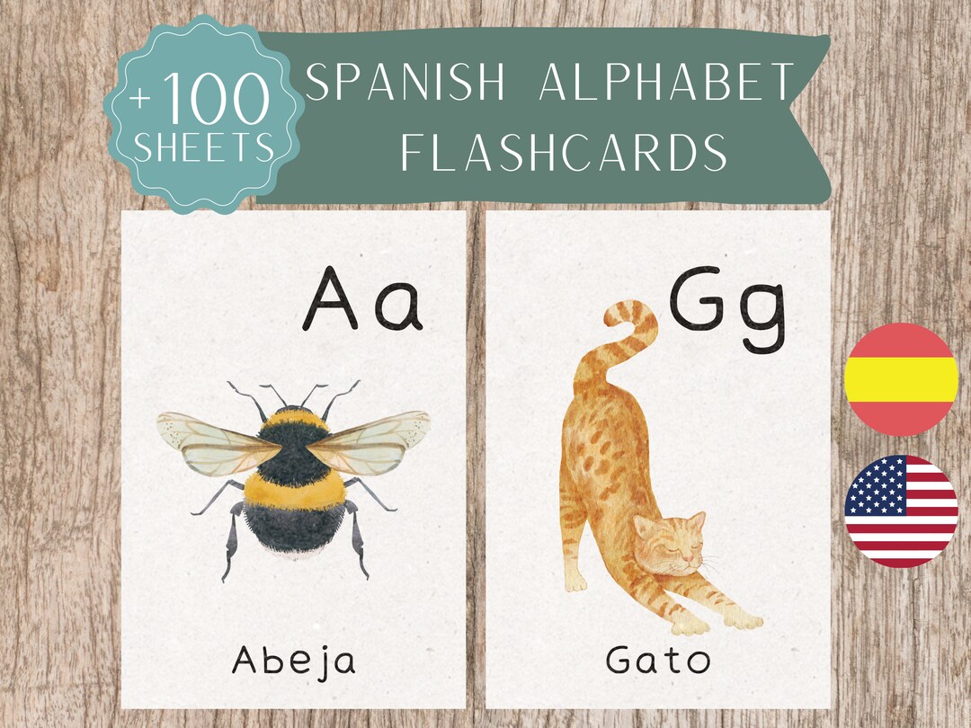 Spanish Animal Alphabet Flashcards for Kids Bilingual - Etsy