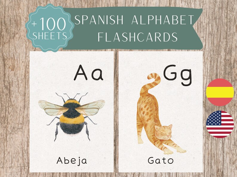 Spanish Animal Alphabet Flashcards for Kids Bilingual - Etsy