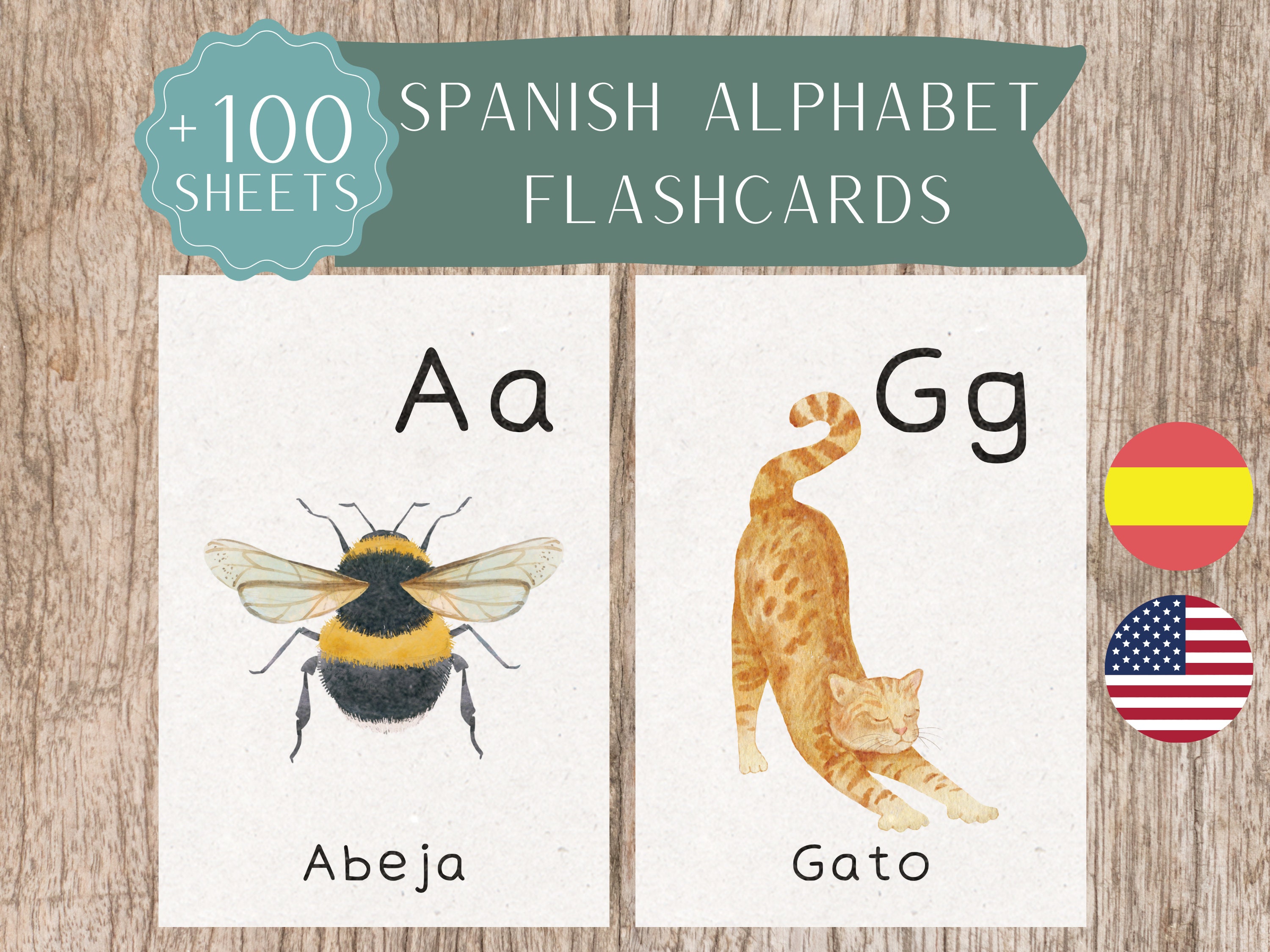 Spanish Animal Alphabet Flashcards for Kids Bilingual - Etsy