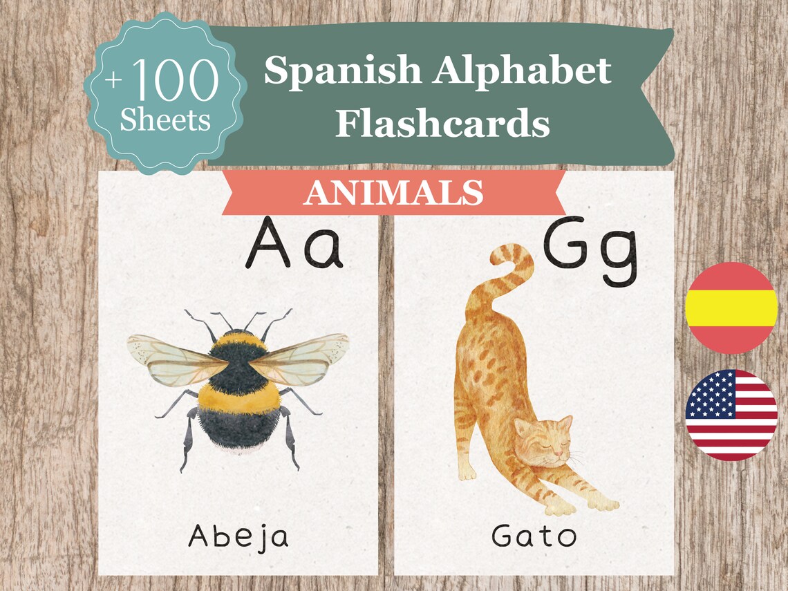 Spanish Animal Alphabet Flashcards for Kids - Bilingual Learning PDF ...