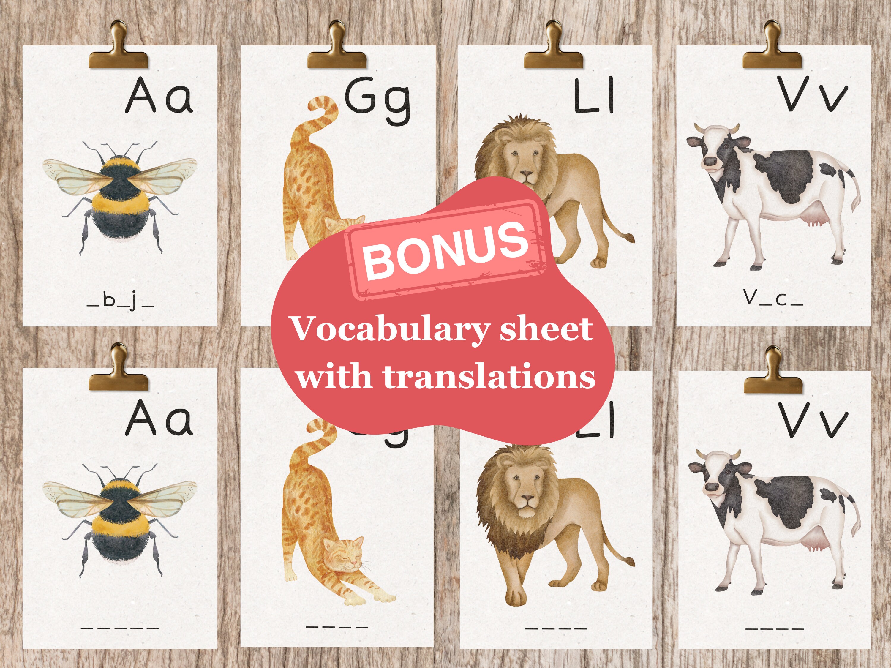 Spanish Animal Alphabet Flashcards for Kids - Bilingual Learning PDF ...
