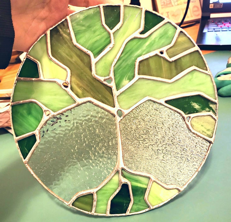 Tree of Life Stained Glass Template Round Glass Panel Design INSTANT ...