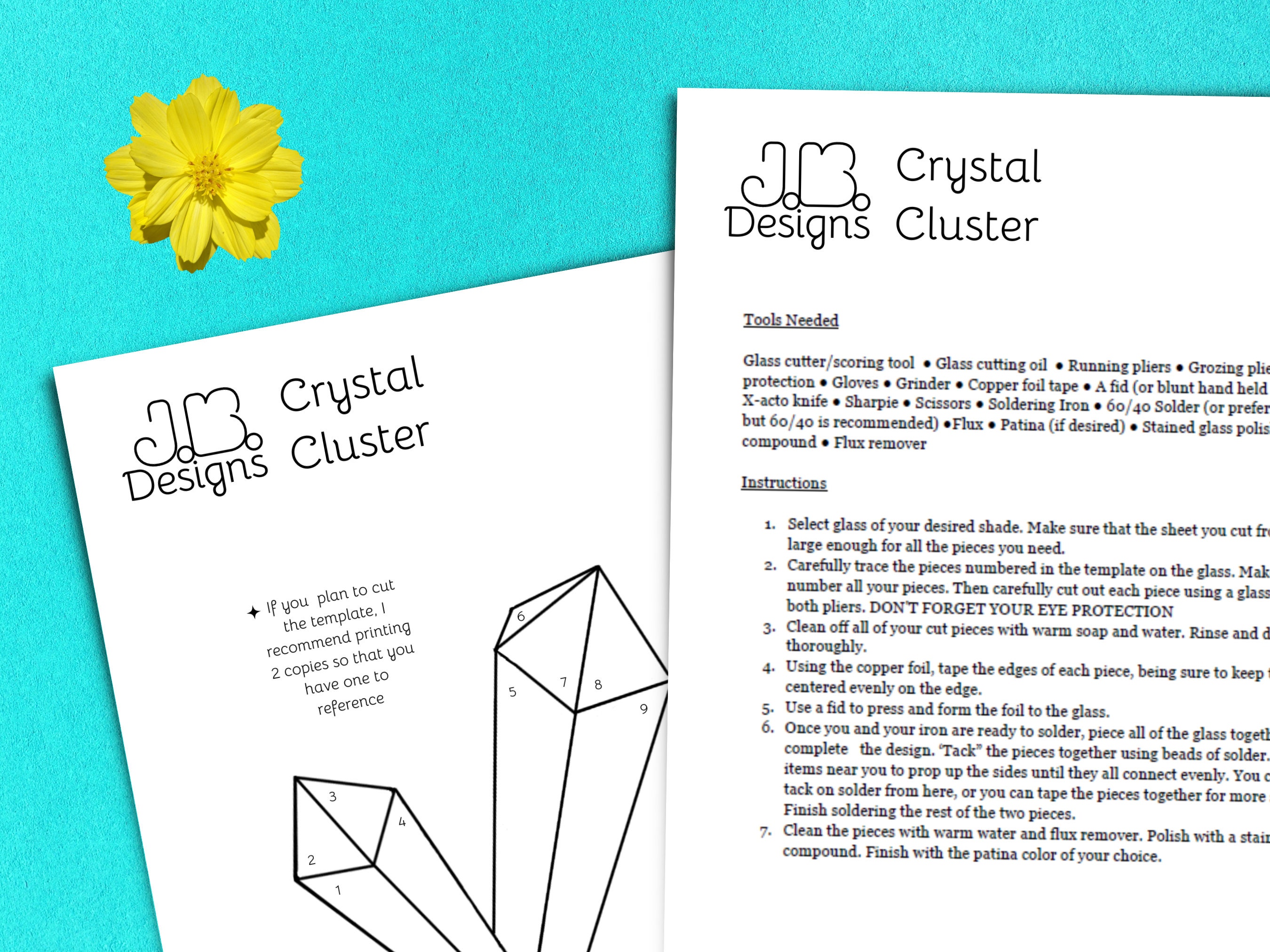 Crystal Cluster Stained Glass Template INSTANT Digital Download and ...