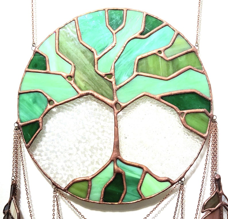 Tree of Life Stained Glass Template Round Glass Panel Design INSTANT ...