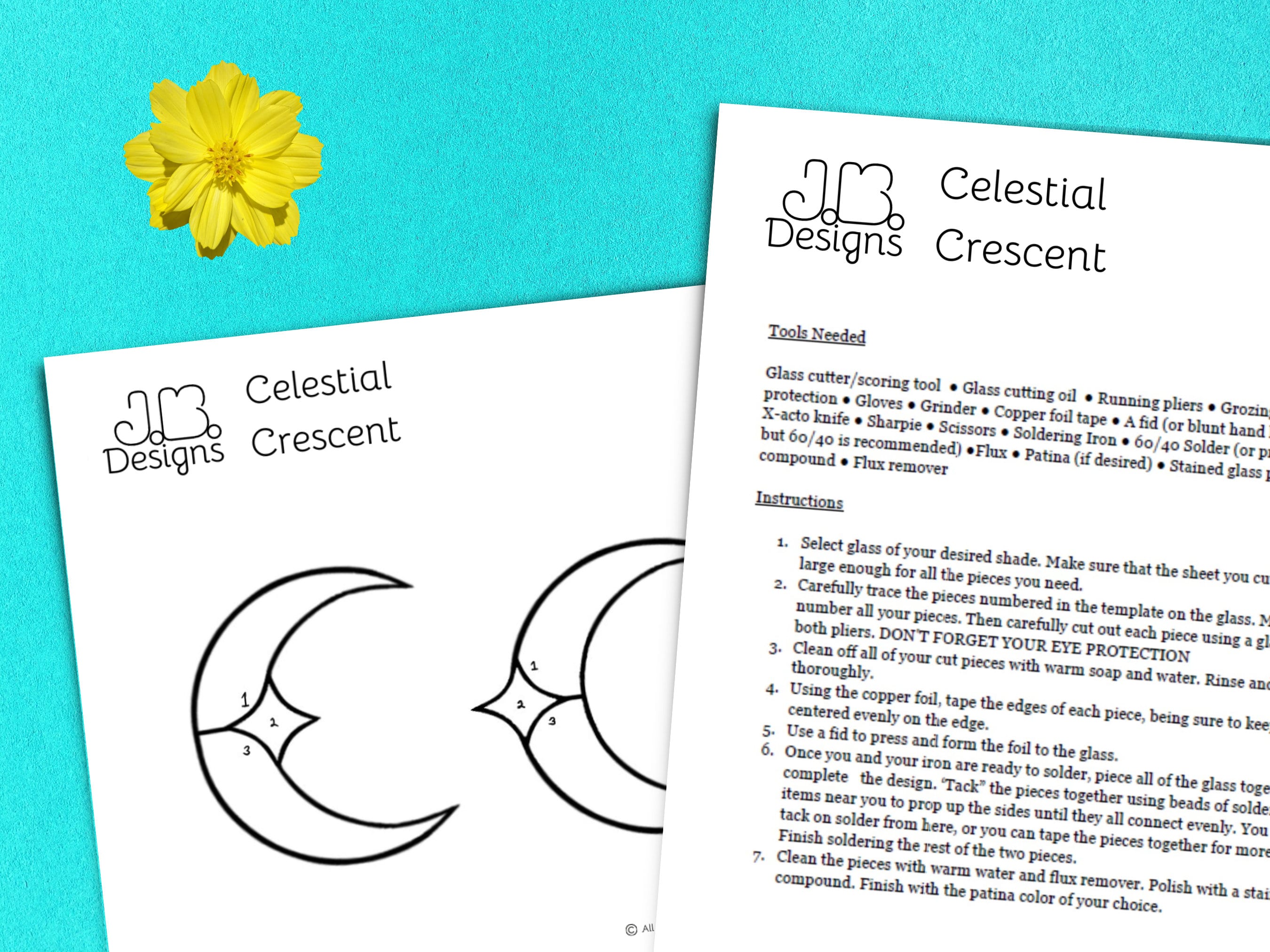 Celestial Crescent Stained Glass Template INSTANT Digital Download and Printable Instructions - Etsy