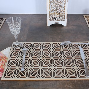 Large Rectangular Place Mat, Wooden Place Mats, Laser Cut Geometric ...