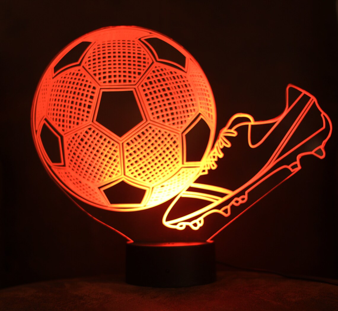 Custom Led Night Lamp, Footballshoe Base Lit Lamp , Soccer Ball Shoe ...