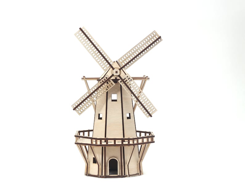 Mini Windmill, Wooden Windmill Model, Windmill Kit, Decorative Windmill ...