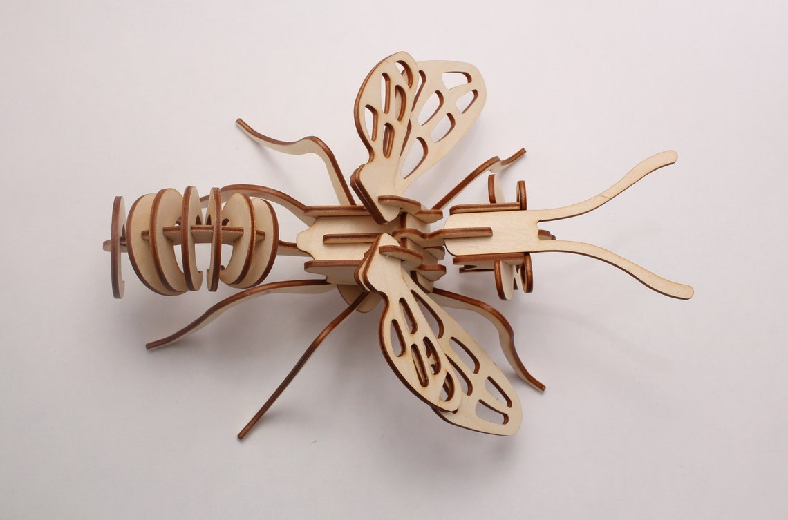 3D Laser Cut Wooden Bee Puzzle Bee Puzzle Wooden Toy - Etsy