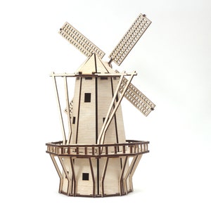Mini Windmill, Wooden Windmill Model, Windmill Kit, Decorative Windmill ...