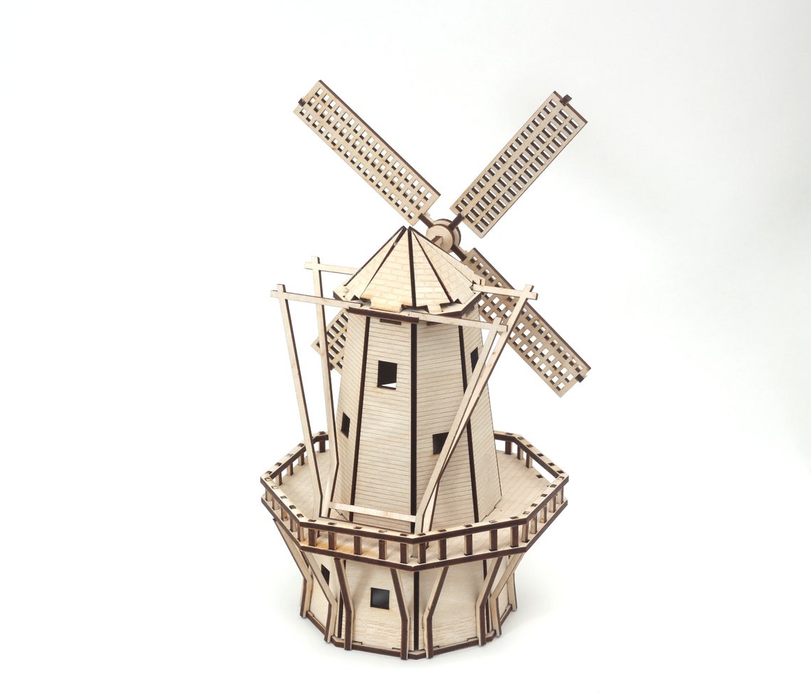 Mini Windmill, Wooden Windmill Model, Windmill Kit, Decorative Windmill ...