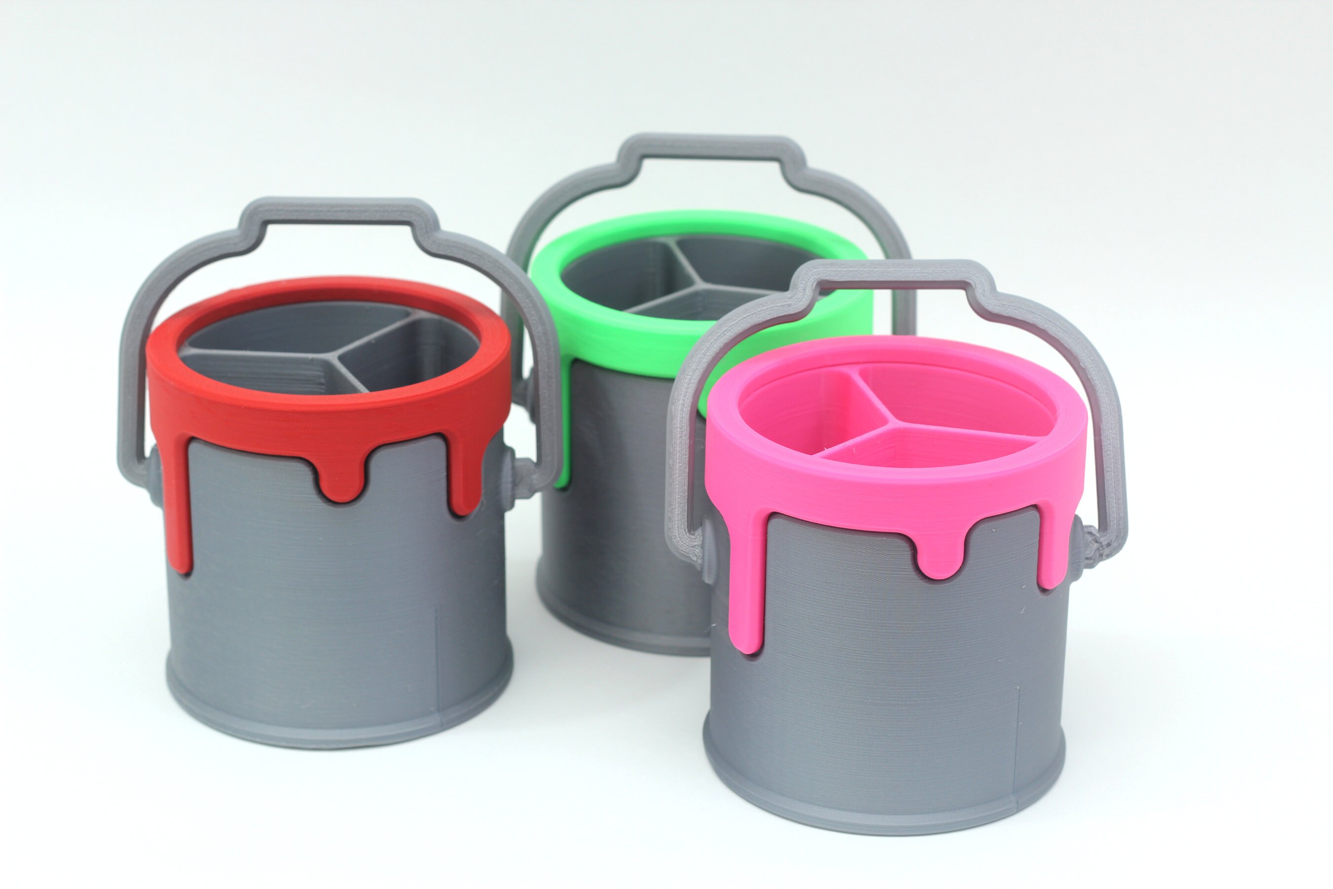 Desk Organiser Bucket, Customizable 3D Printed PLA Drippy Paint Bucket ...