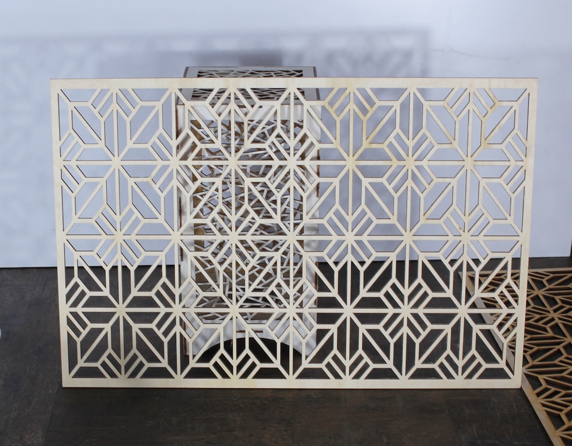 Large Rectangular Place Mat, Wooden Place Mats, Laser Cut Geometric ...