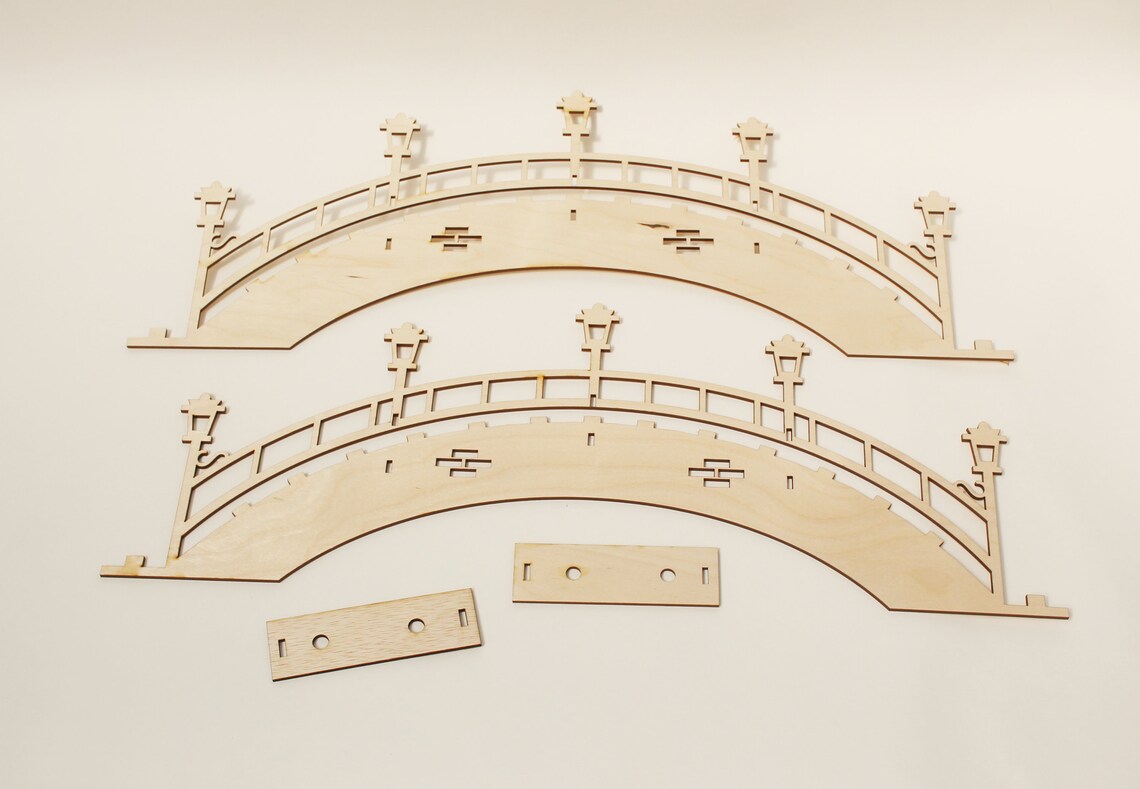 Laser Cut Arched Wood Foot Bridge, Wooden Bridge Construction Kit ...