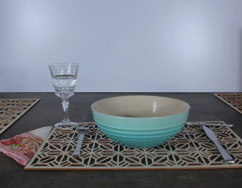 Large Rectangular Place Mat, Wooden Place Mats, Laser Cut Geometric ...
