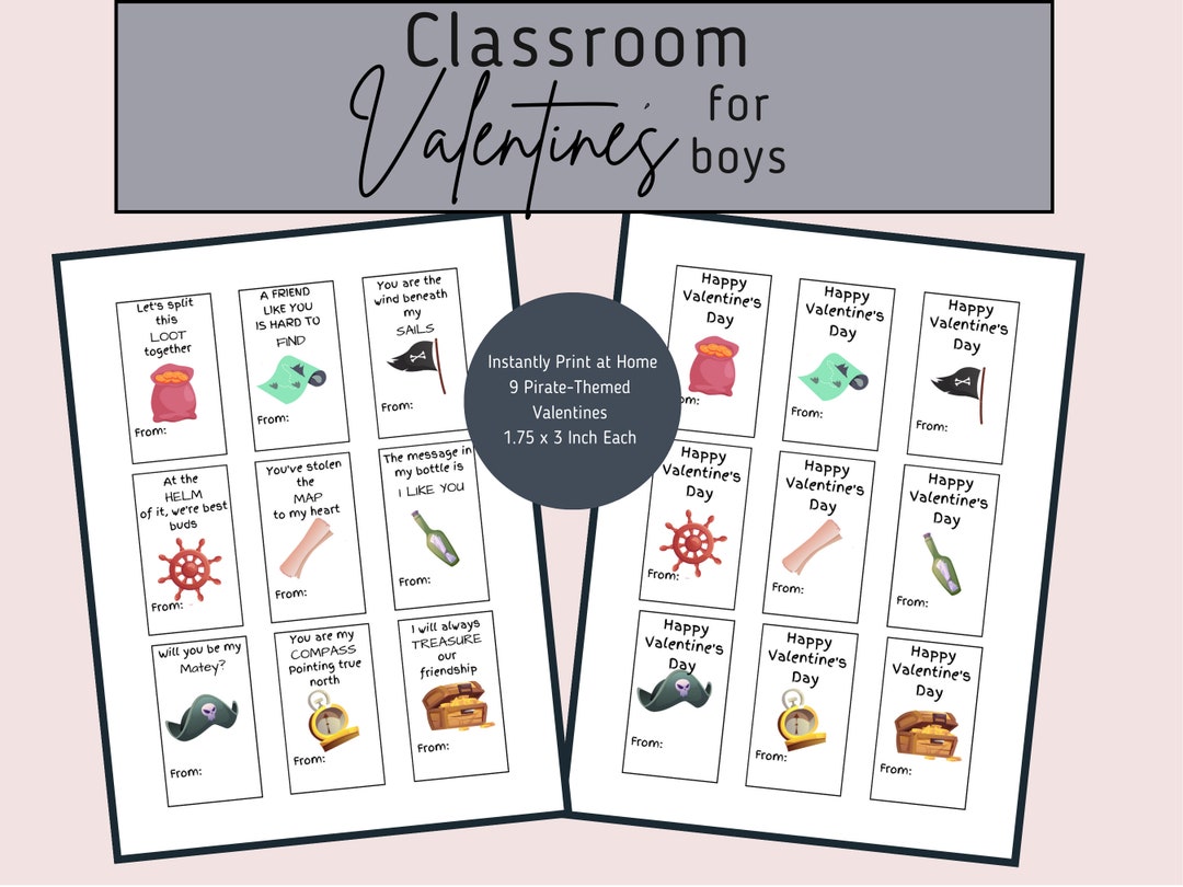 Unique Pirate-themed Classroom Valentine's Day Cards - Etsy