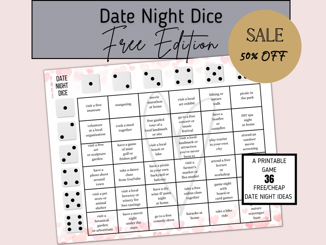 Date Night Dice Free: a Game With Creative and Free Date Ideas - Etsy