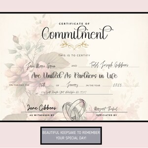 Vintage Printable Commitment Certificate - Etsy