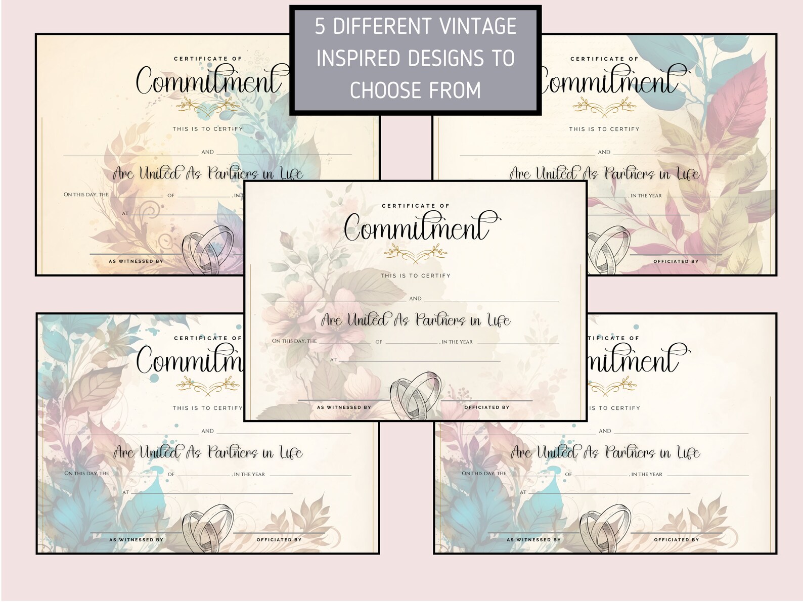 Vintage Printable Commitment Certificate - Etsy