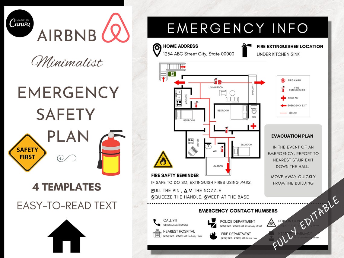 Airbnb Emergency Fire Escape Plan Evacuation Safety Plan - Etsy