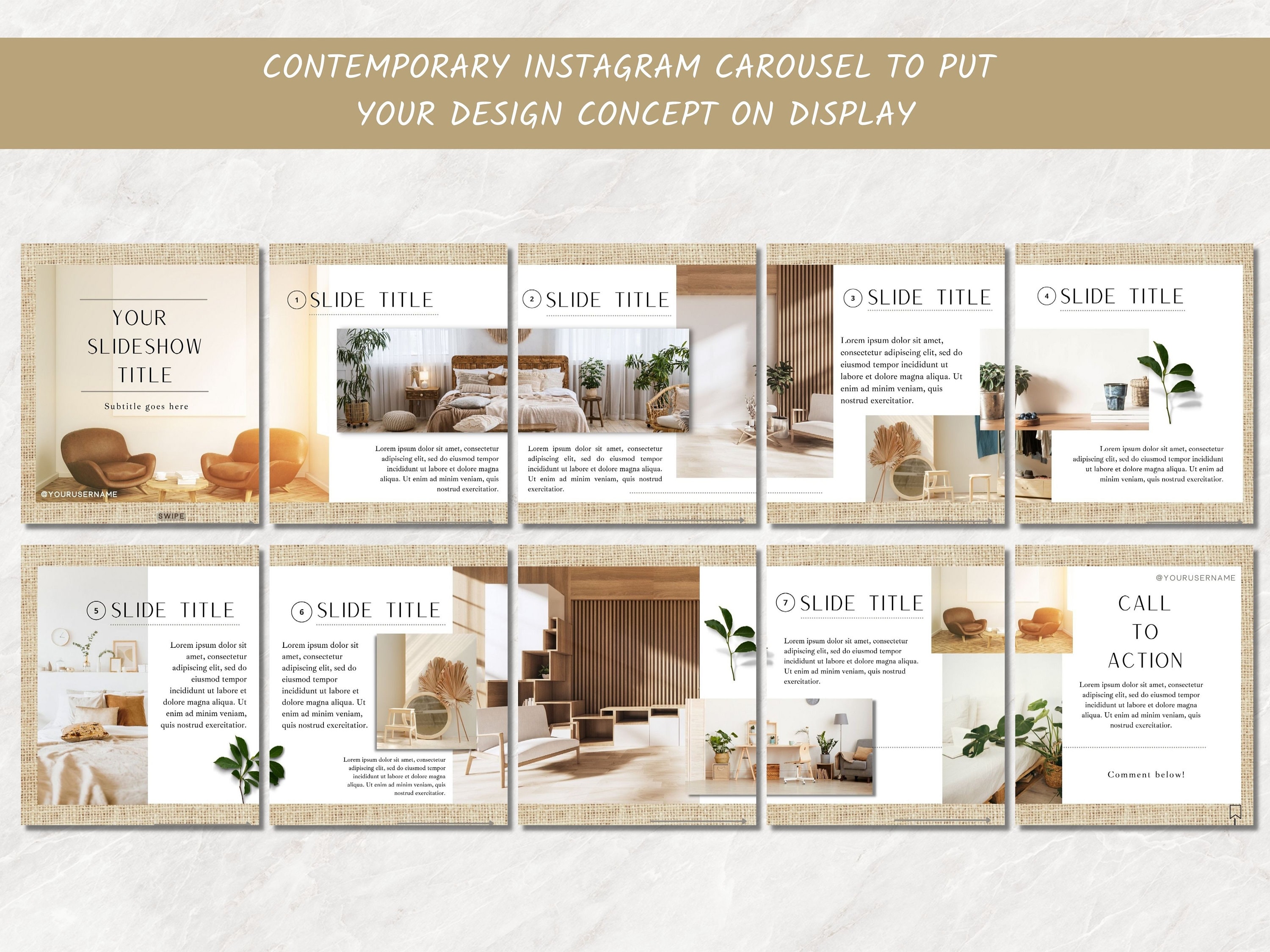 10-slide Instagram Carousel Template Canva | Marketing Contemporary ...