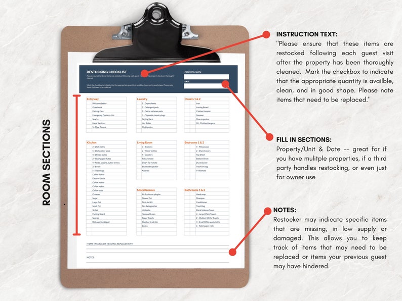 Airbnb Checklist Restock Supplies Airbnb Inventory Sheet - Etsy