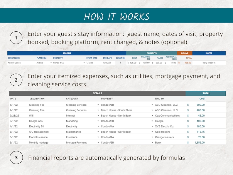 Airbnb Spreadsheet, Financial Tracker, Short Term Rental Spreadsheet ...