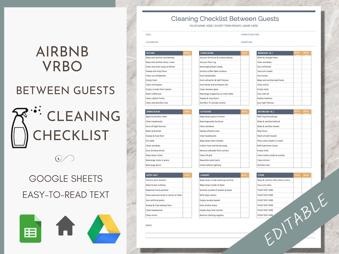 Airbnb Cleaning Checklist Vrbo Short Term Rental Checklist, Between ...