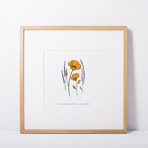 California Poppy Wall Art, Digital Wall Art, Digital Download, Floral ...