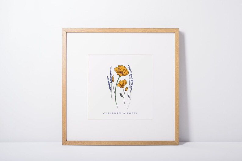 California Poppy Wall Art, Digital Wall Art, Digital Download, Floral ...